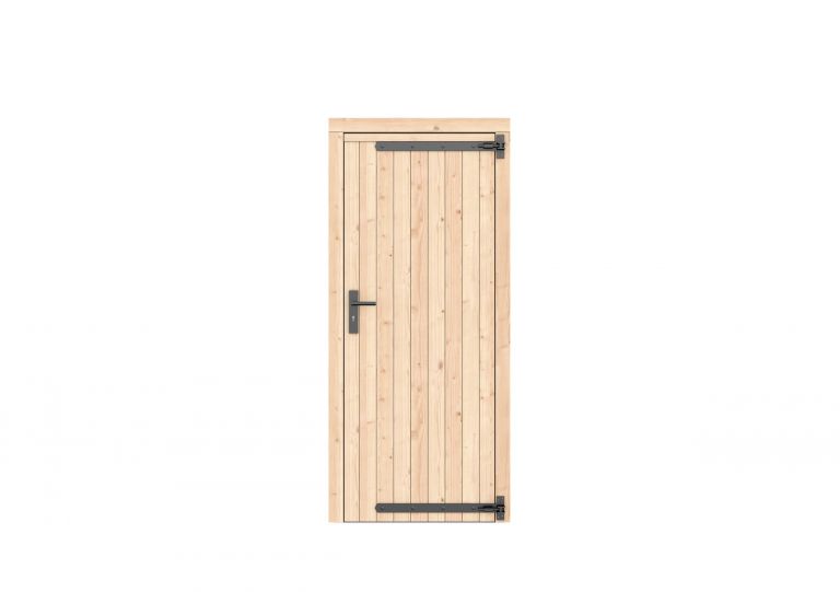 Vuren dichte enkele deur 90x201 cm, rechtsdraaiend, zwarte hengen ...